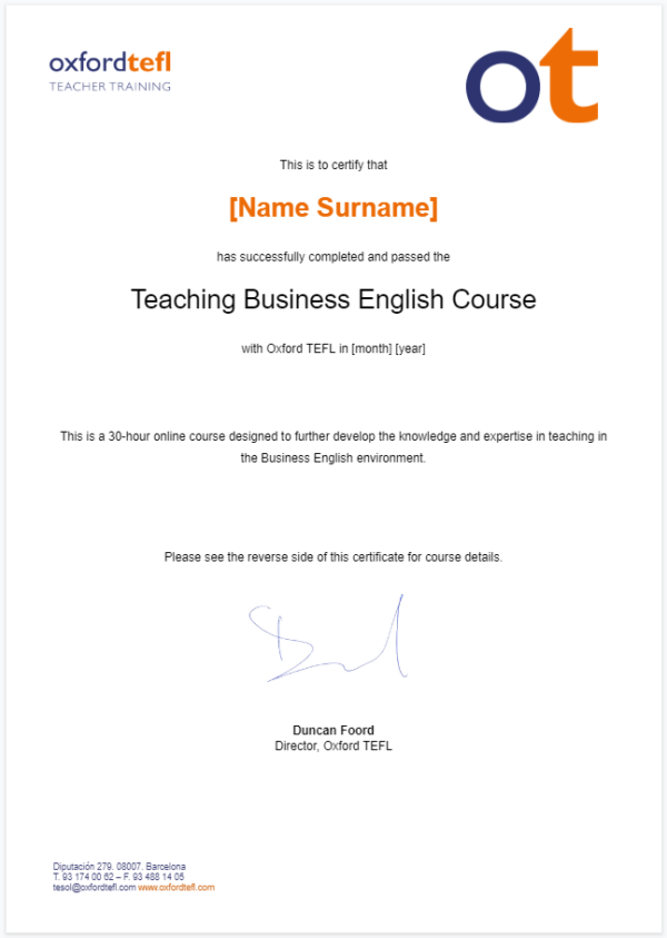 Online Teaching Business English Course (30 hrs) - Expert Tutor Support